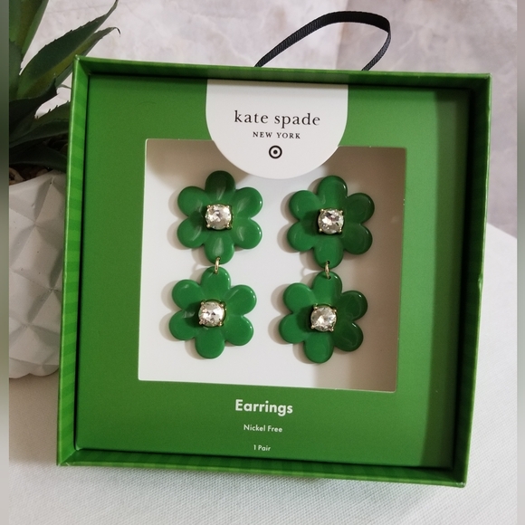 kate spade | Jewelry | Kate Spade X Target Nwt Green Flower Earrings ...